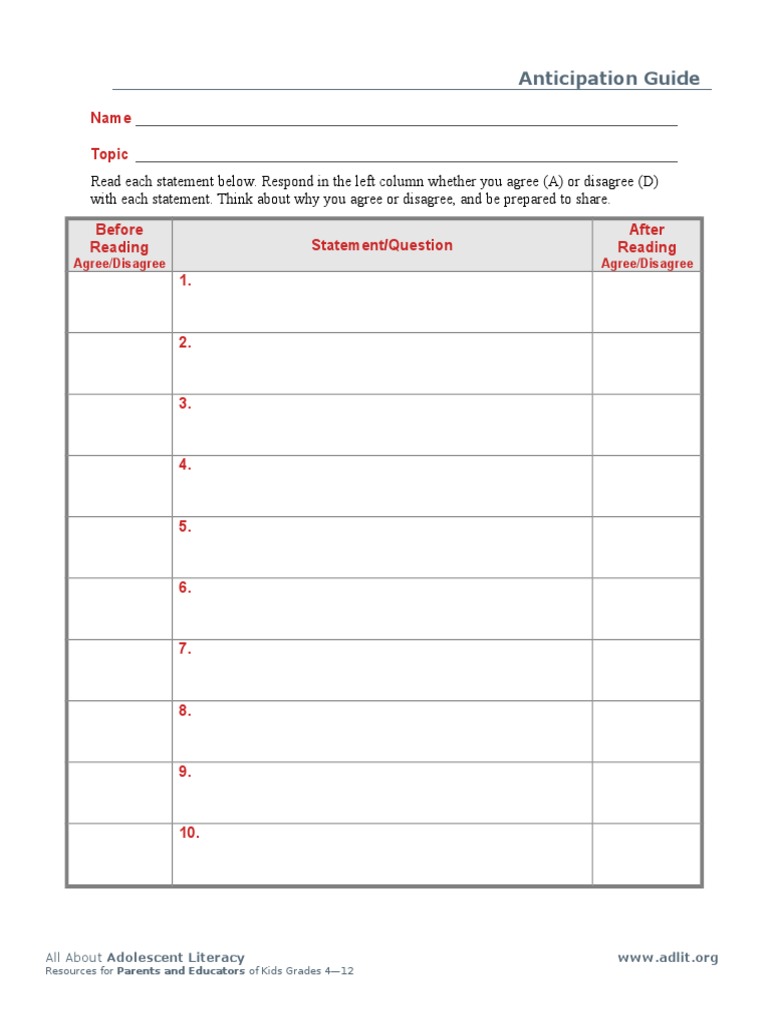 Anticipationguide | PDF