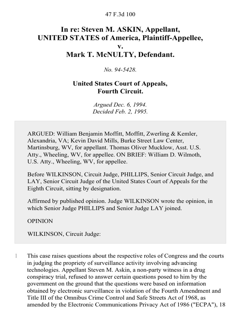 In Re: Steven M. Askin, United States of America v. Mark T. McNulty, 47 ...