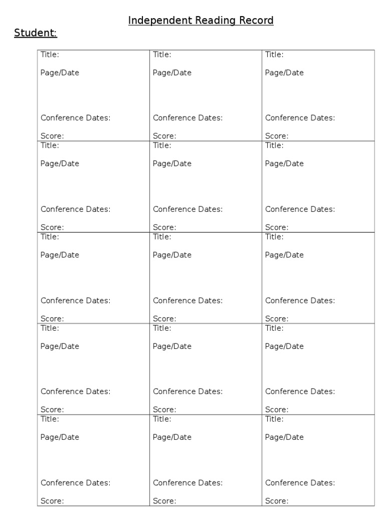Independent Reading Log Template | PDF