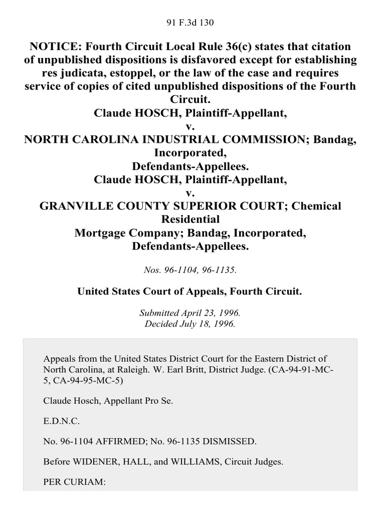 Fourth Circuit Ruling on Hosch Appeals | PDF | Law