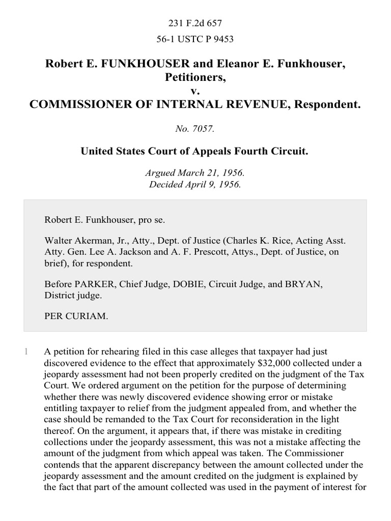 Robert E. Funkhouser and Eleanor E. Funkhouser v. Commissioner of ...