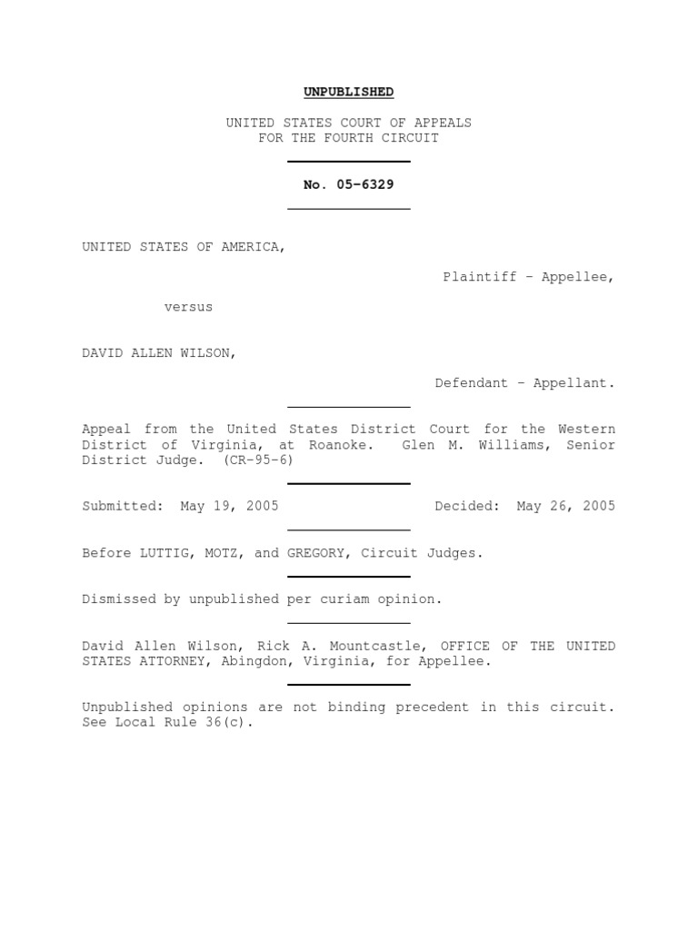 United States v. Wilson, 4th Cir. (2005) | PDF