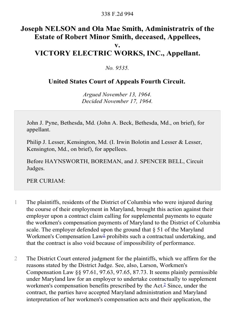 Joseph NELSON and Ola Mae Smith, Administratrix of The Estate of Robert Minor Smith, Deceased ...