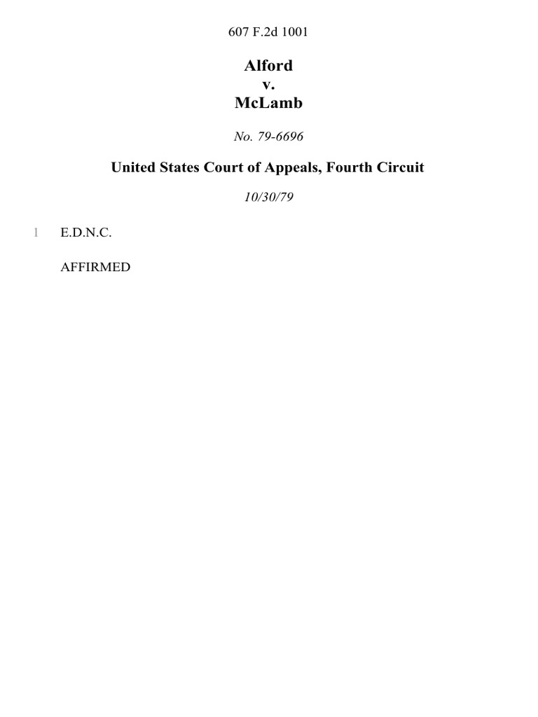 Alford v. McLamb, 607 F.2d 1001, 4th Cir. (1979) | PDF