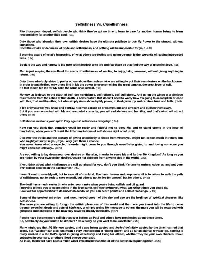 Selfishness vs. Unselfishness | PDF | Happiness | Contentment