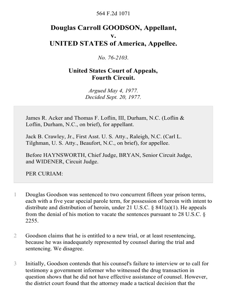 Goodson v. United States: Sentencing Appeal | PDF | Lawyer | Supreme ...
