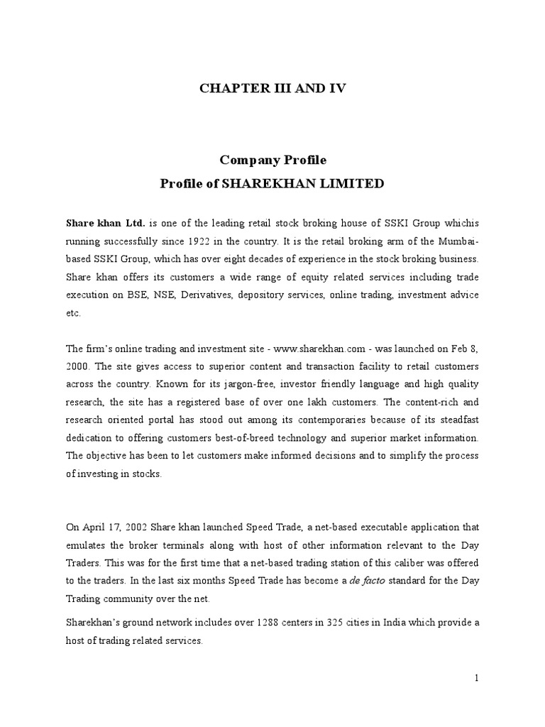 Sharekhan Limited Company Profile | PDF | Investing Online | Stocks
