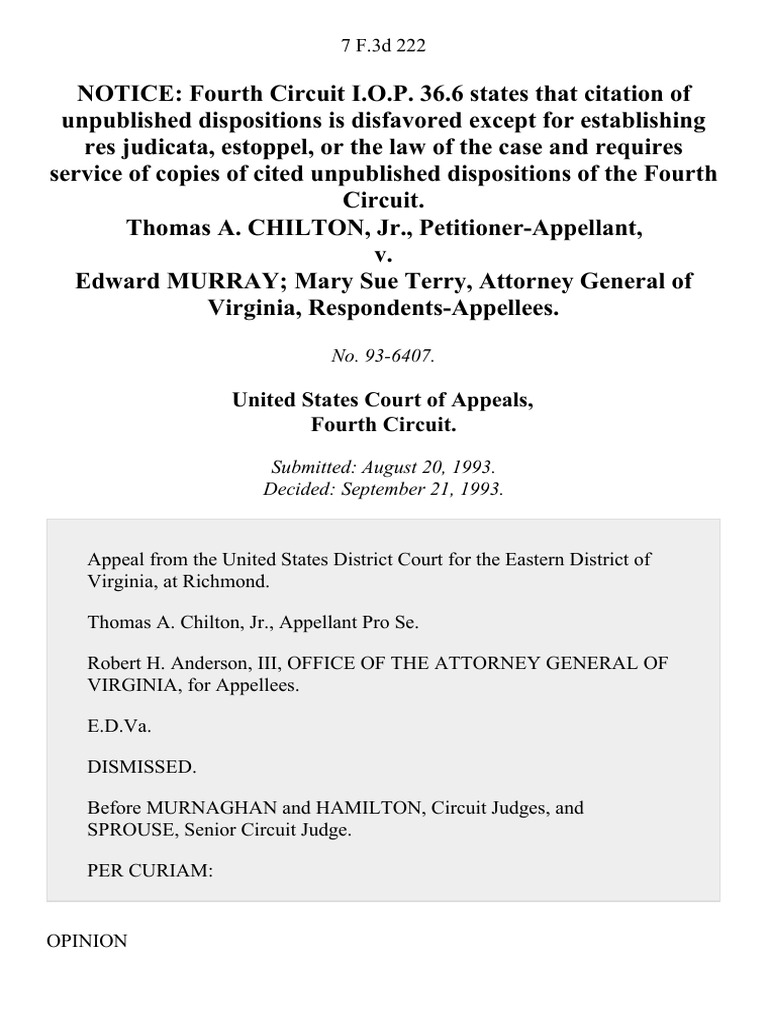 Thomas A. Chilton, Jr. v. Edward Murray Mary Sue Terry, Attorney ...