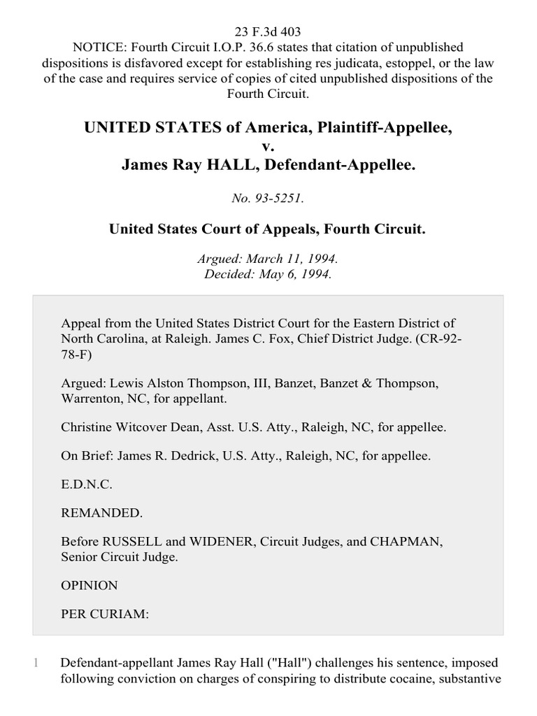 Hall v. United States: Sentencing Appeal | PDF | Entrapment | United ...