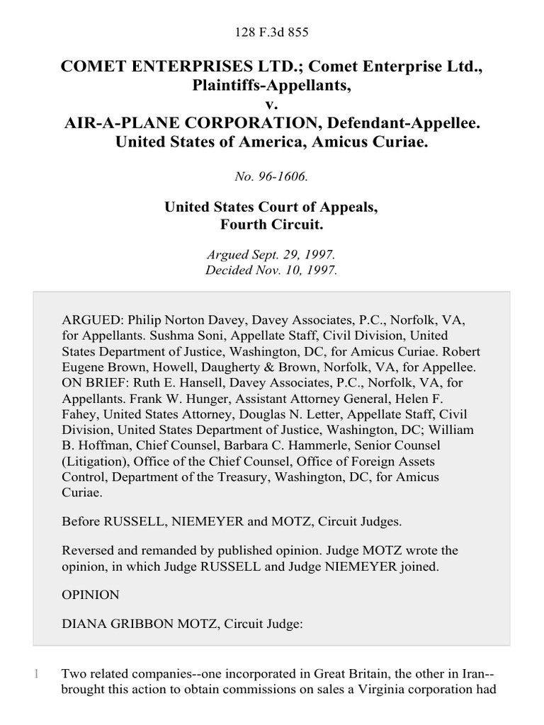 Comet Enterprises Ltd. Comet Enterprise Ltd. v. Air-A-Plane Corporation ...
