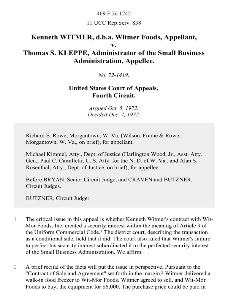 Kenneth Witmer, D.B.A. Witmer Foods v. Thomas S. Kleppe, Administrator ...