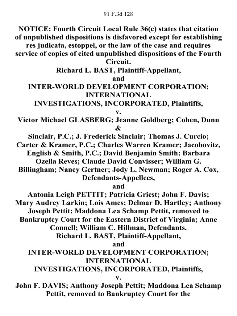 Richard L. Bast, and Inter-World Development Corporation International ...