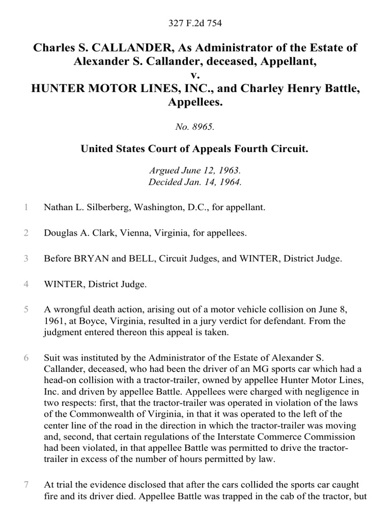 Charles S. Callander, As Administrator of The Estate of Alexander S ...