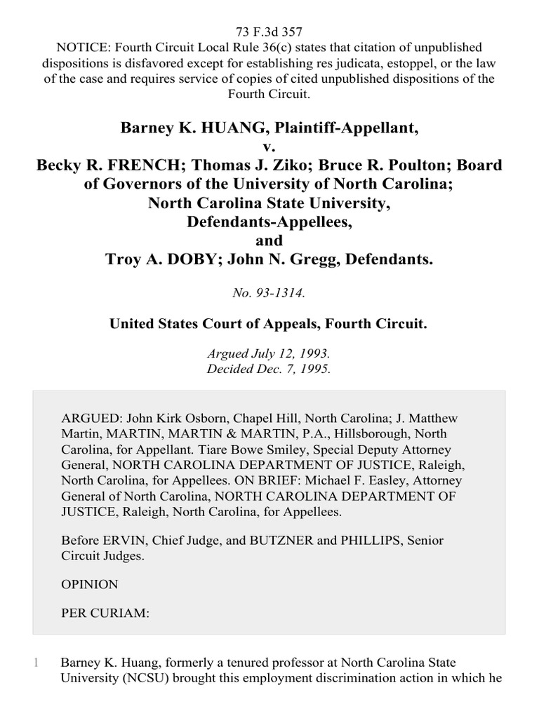 Barney K. Huang v. Becky R. French Thomas J. Ziko Bruce R. Poulton ...