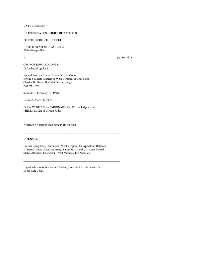 United States v. Jones, 4th Cir. (1998) | PDF | United States Federal ...