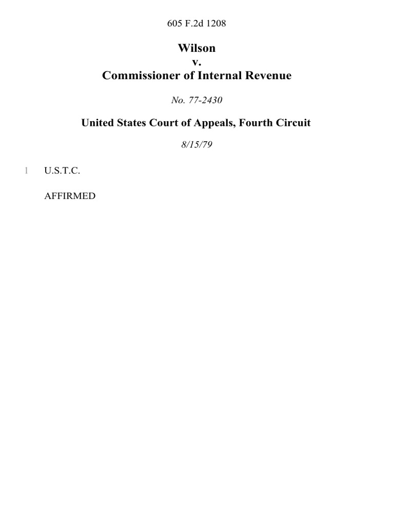 Wilson v. Commissioner of Internal Revenue, 605 F.2d 1208, 4th Cir ...