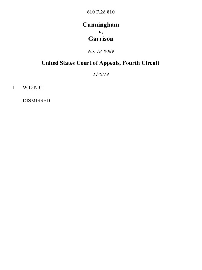 Cunningham v. Garrison, 610 F.2d 810, 4th Cir. (1979) | PDF | Federal ...