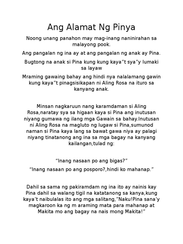 Alamat Ng Pinya