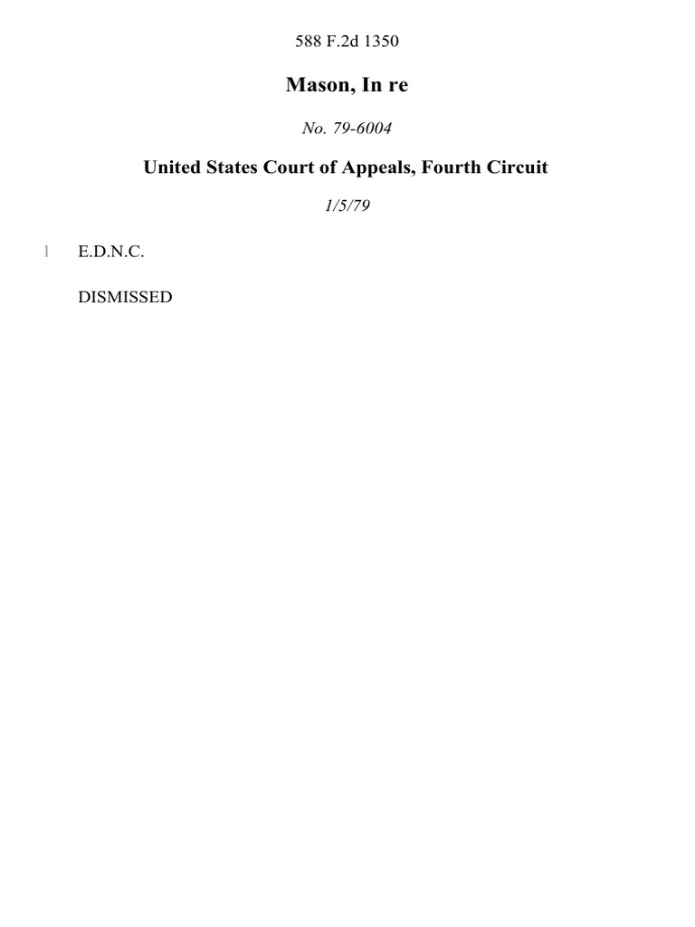 Mason, in Re, 588 F.2d 1350, 4th Cir. (1979) | PDF