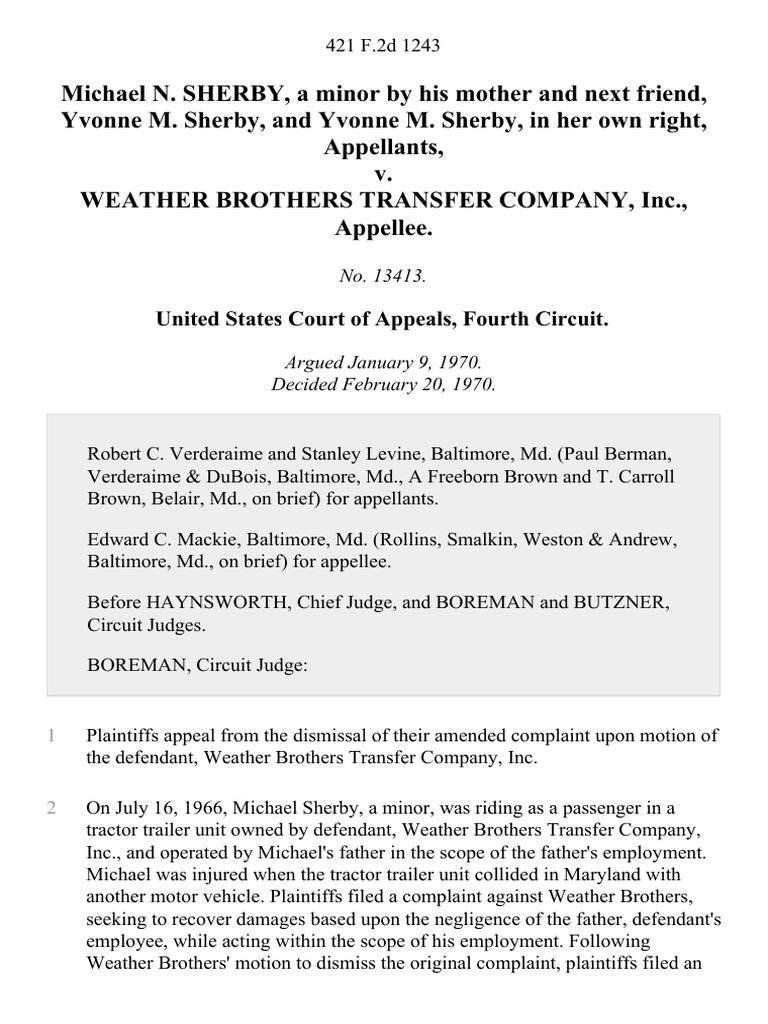 Michael N. Sherby, A Minor by His Mother and Next Friend, Yvonne M ...