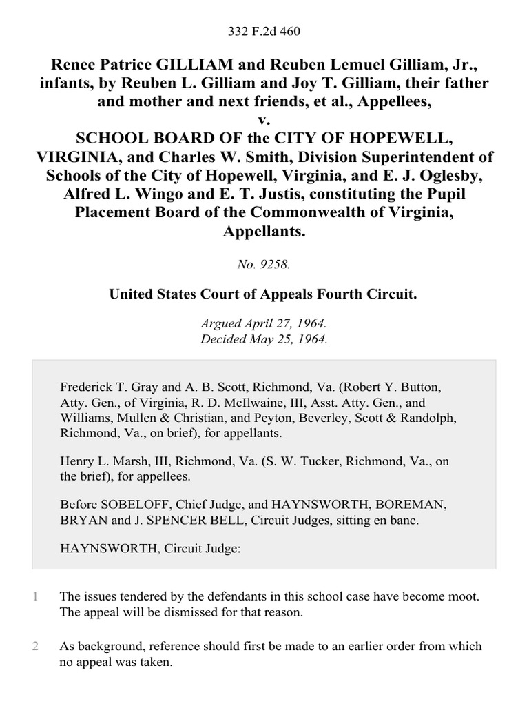 Gilliam v. Hopewell School Board Appeal | PDF | Mootness | Lawsuit