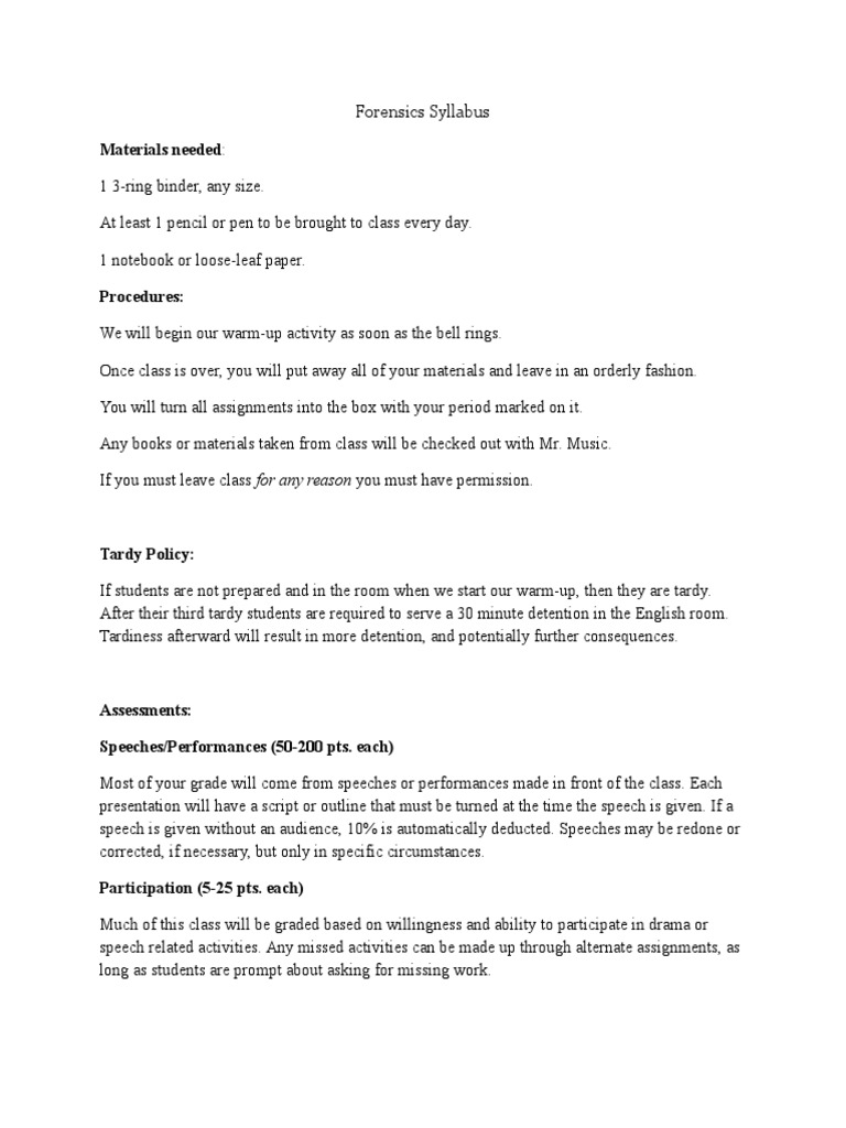 Forensics Syllabus | PDF