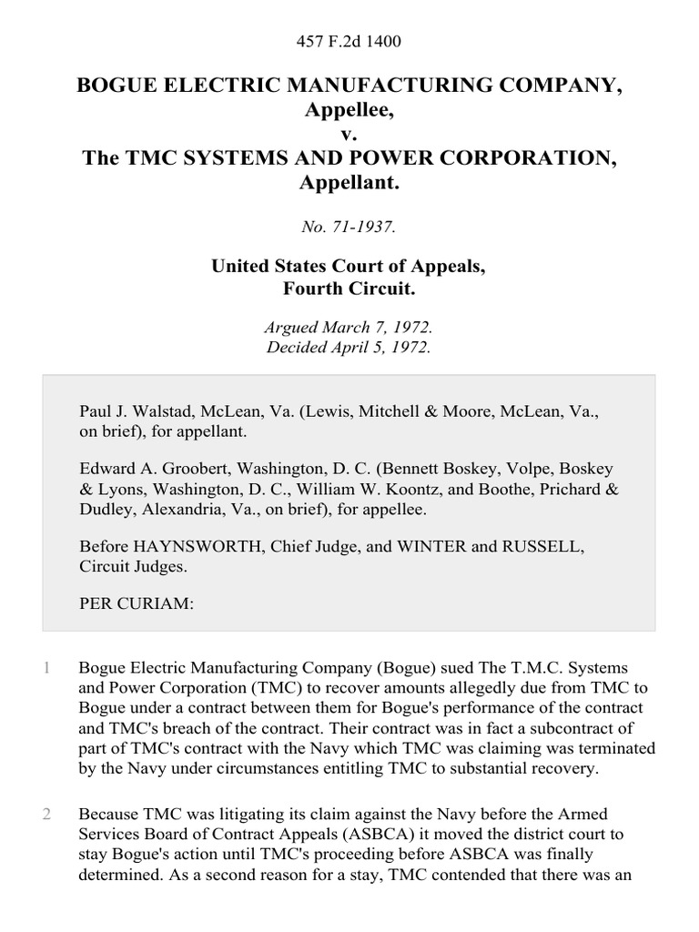 Bogue Electric v. TMC Systems Appeal Decision | PDF
