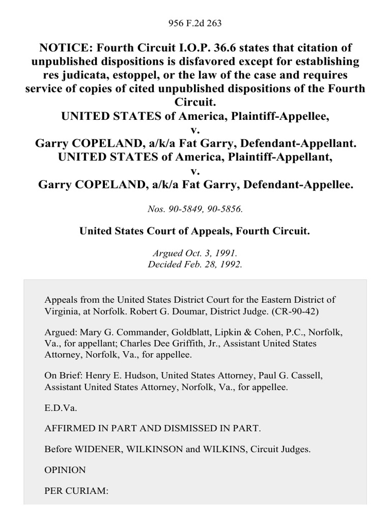 United States v. Garry Copeland, A/K/A Fat Garry, United States of ...