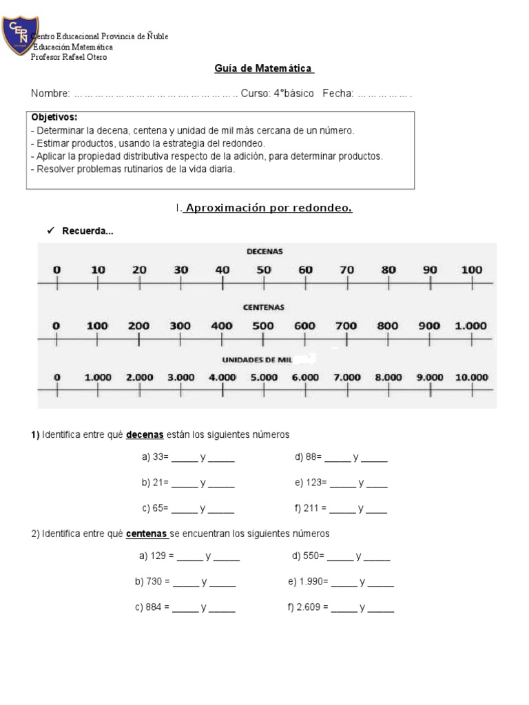Guía de Ejercicios Cuarto Básico | PDF
