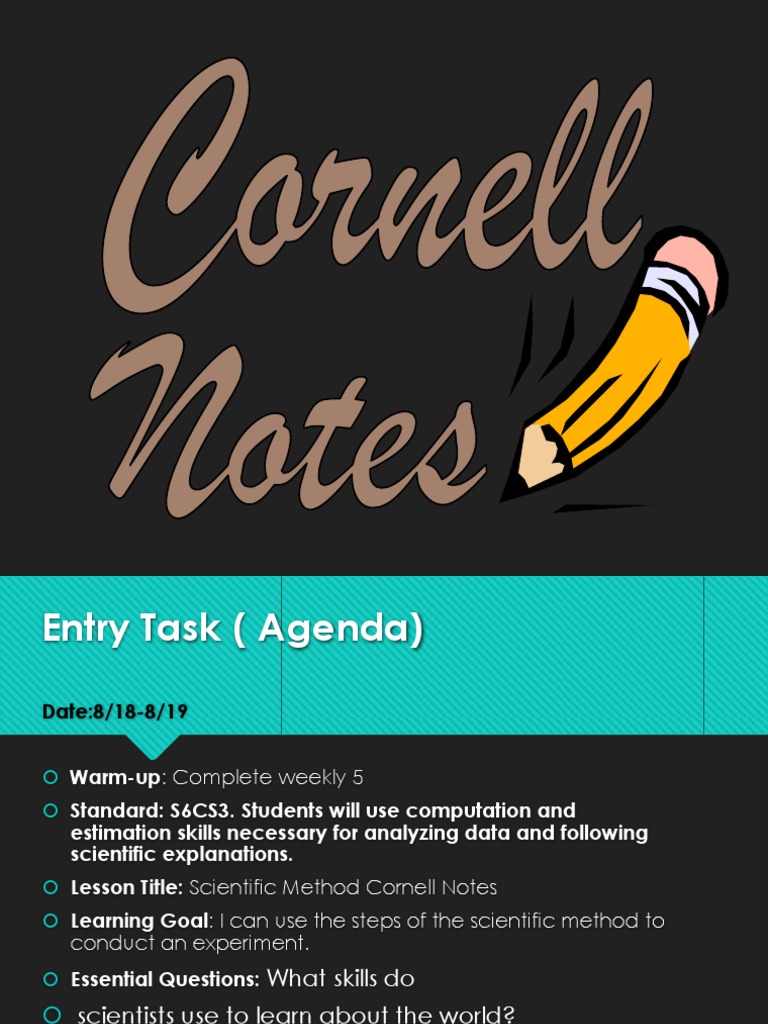 Cornell Notes Sci Method Student | PDF | Scientific Method | Observation