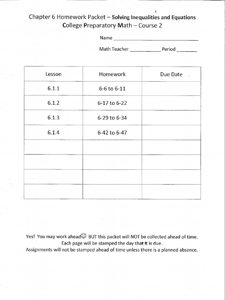 Chapter 6 Homework Packet | PDF