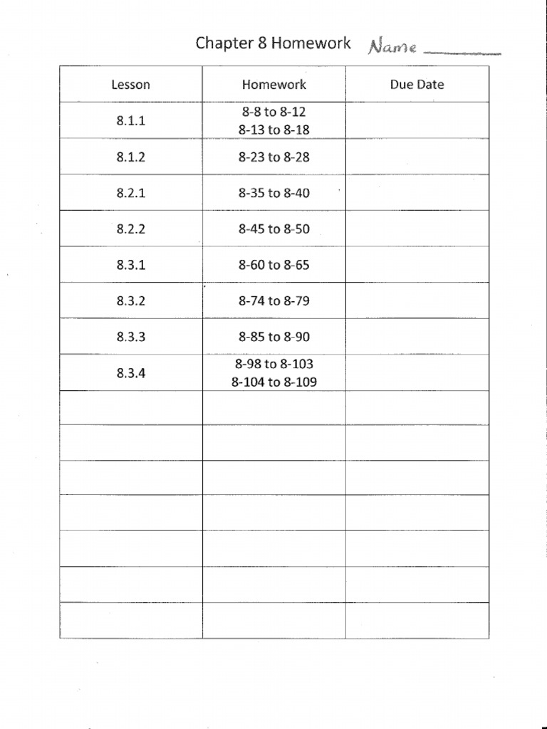 Chapter 8 Homework Packet | PDF