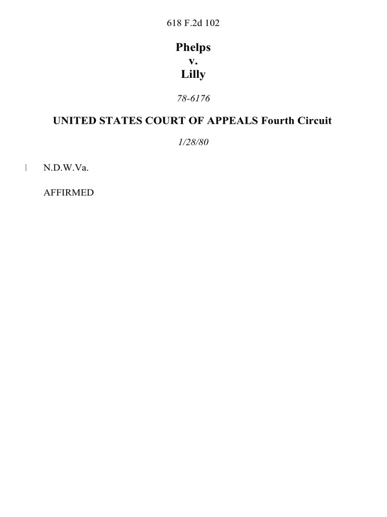 Phelps v. Lilly, 618 F.2d 102, 4th Cir. (1980) | PDF