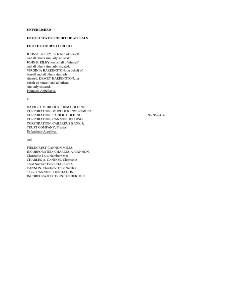 Riley v. Murdock, 4th Cir. (1996) | PDF | Employee Retirement Income ...
