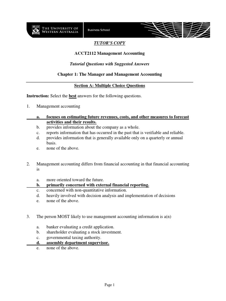 Week 2 Tutorial Questions Chp#1-With Answers | PDF | Management ...