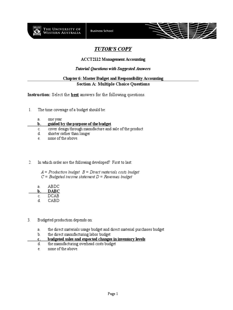 Week 9 Tutorial Questions Chp#6-With Answers | PDF | Inventory | Revenue