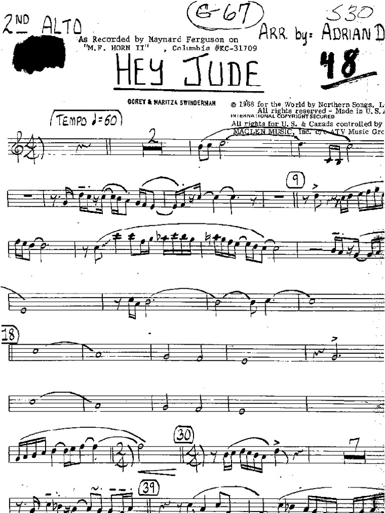 Hey Jude Big Band Maynard Ferguson Alto Sax 2 | PDF