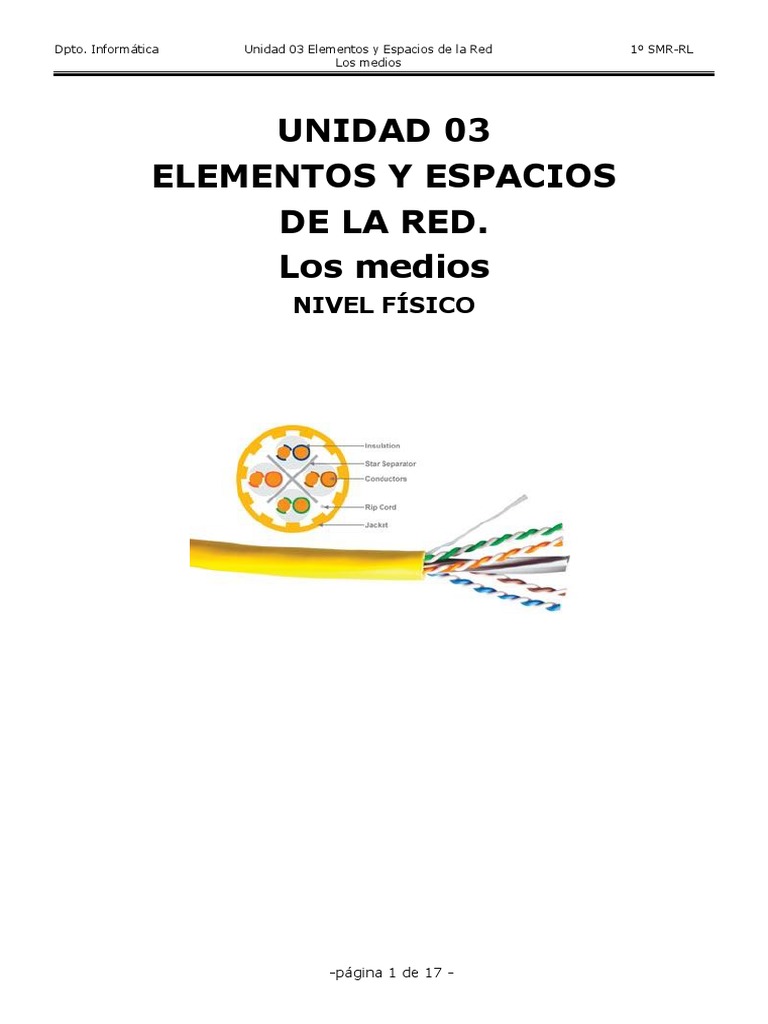 Unidad 3 - ELEMENTOS Y ESPACIOS DE LA RED. LOS MEDIOS - Redes Locales (SMR) | PDF | Cable ...