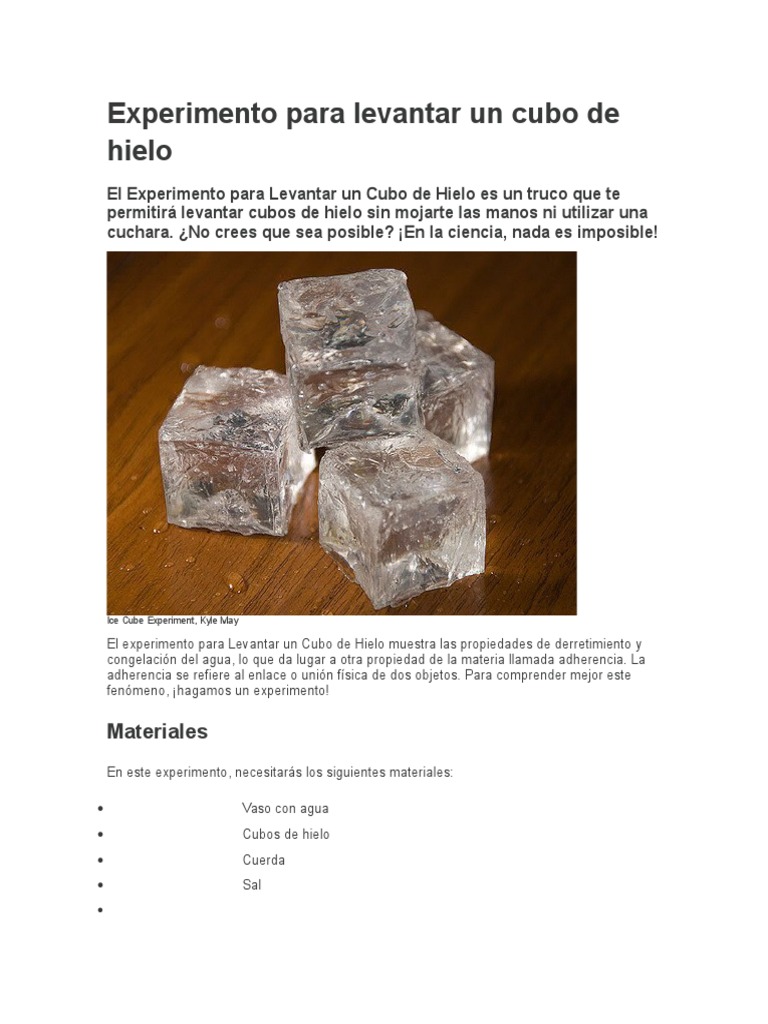Experimento Para Levantar Un Cubo de Hielo | Hielo | Sal