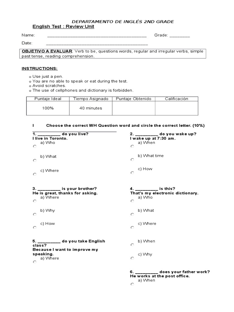 English Test | PDF | English Language | Grammar