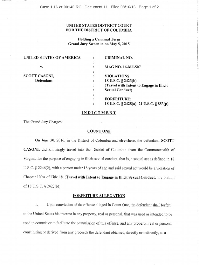 Scott Casoni Indictment | PDF | Asset Forfeiture | Indictment