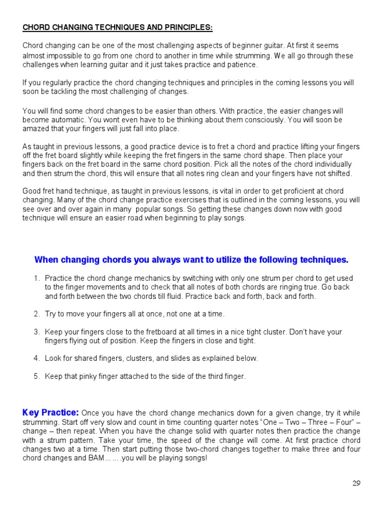 Chord Changing Techniques Pdf String Instruments Chord Music