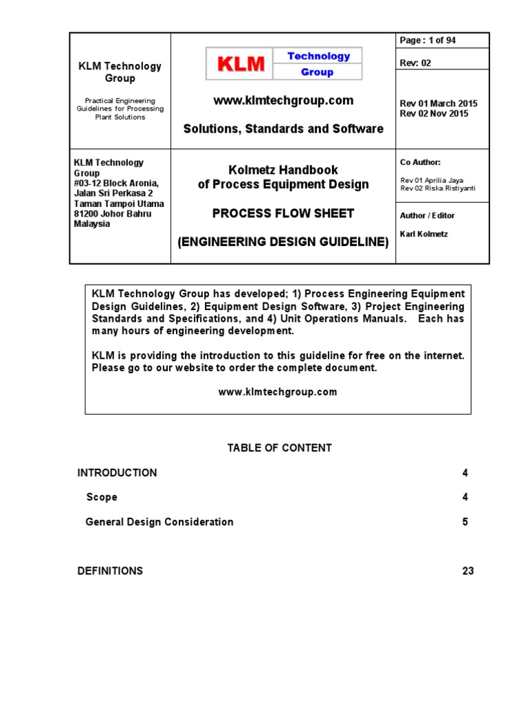 Kolmetz Handbook of Process Equipment Design - Process Flow Sheet | PDF ...
