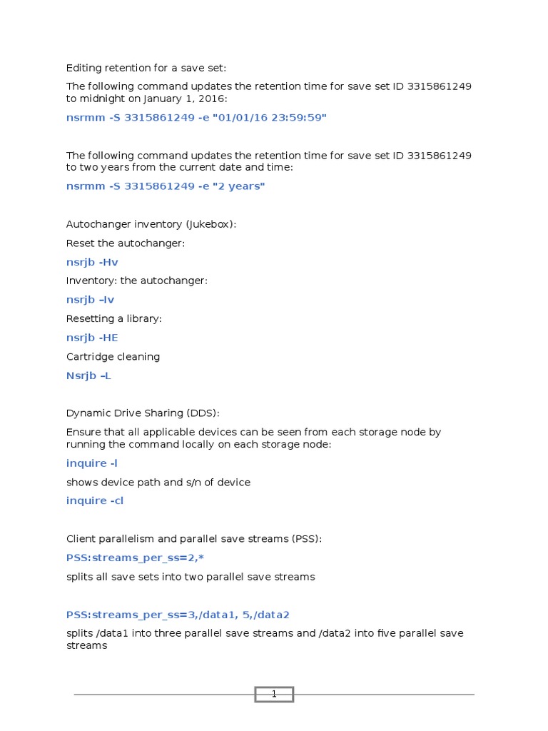NetWorker 9 Commands | PDF | Database Index | Information Retrieval