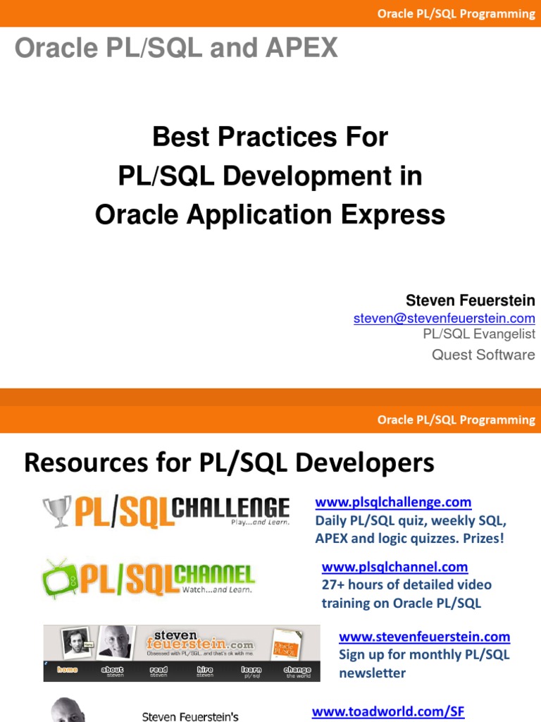 PLSQL in APEX Best Practices | PDF | Pl/Sql | Sql