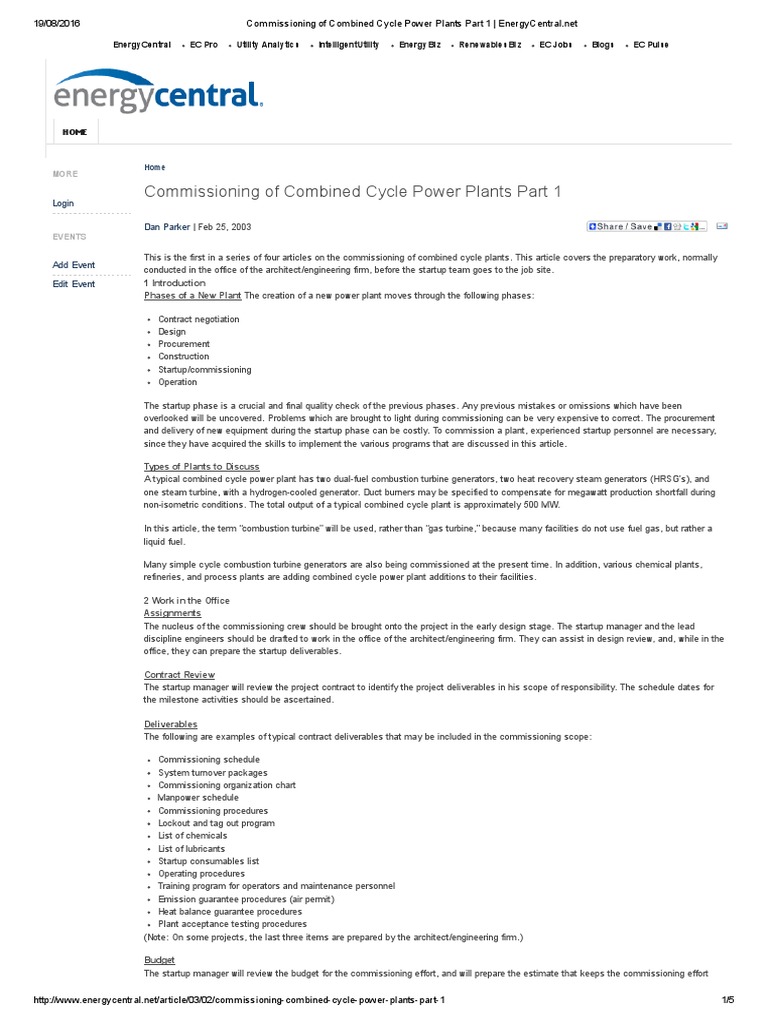 Commissioning of Combined Cycle Power Plants Part 1 - EnergyCentral ...