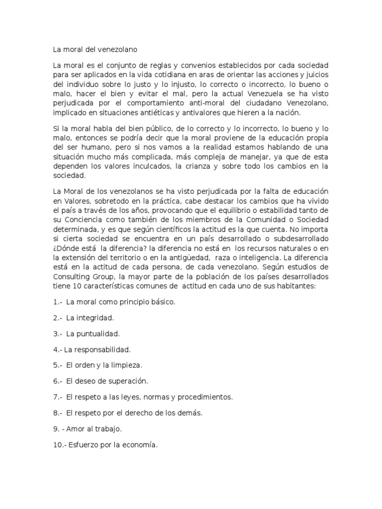 Crisis Moral en Venezuela: Causas y Consecuencias | PDF | Moralidad | Venezuela