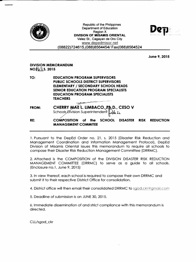 School DRRM Team Composition 2015 | PDF | Social Science