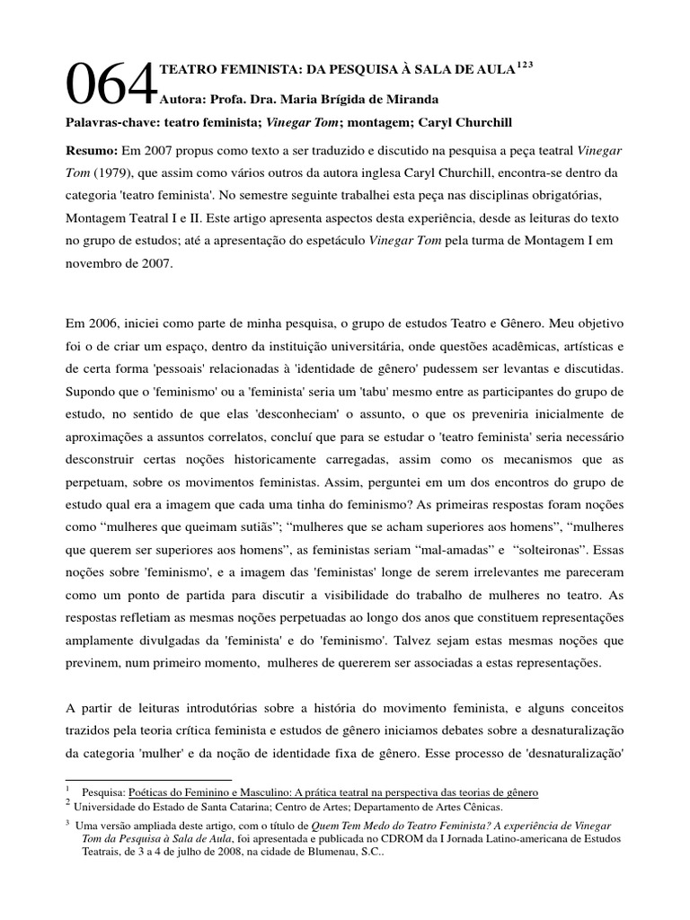 Maria Brigida de Miranda | PDF | Ator | Feminismo