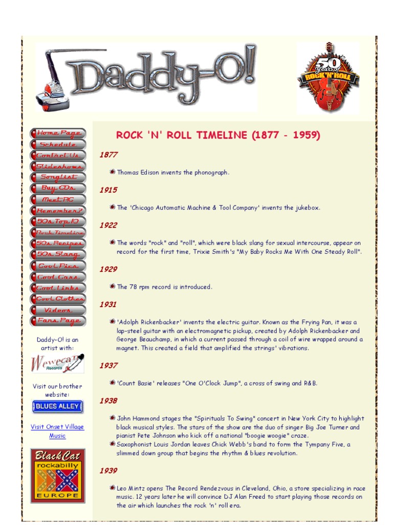 Rock 'N' Roll Timeline 50s | PDF | Art